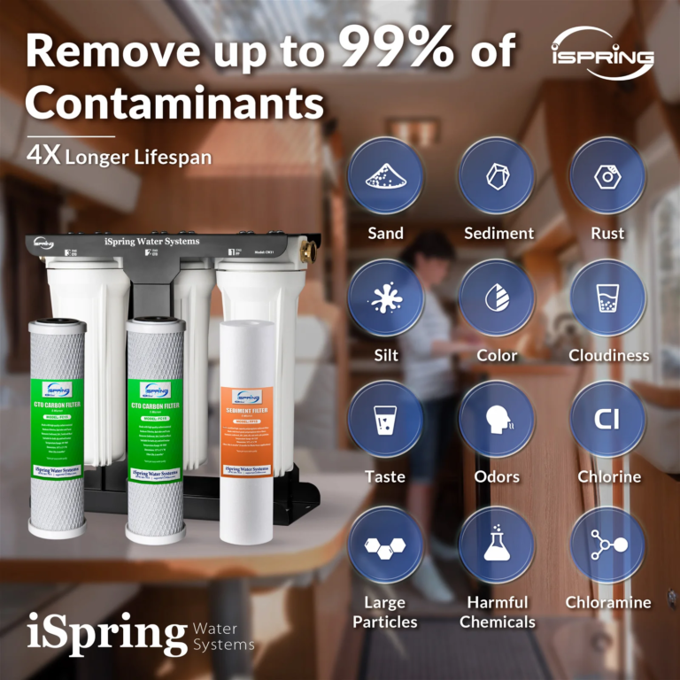 iSpring CW31 3-Stage RV Water Filtration System, Whole House Water ...
