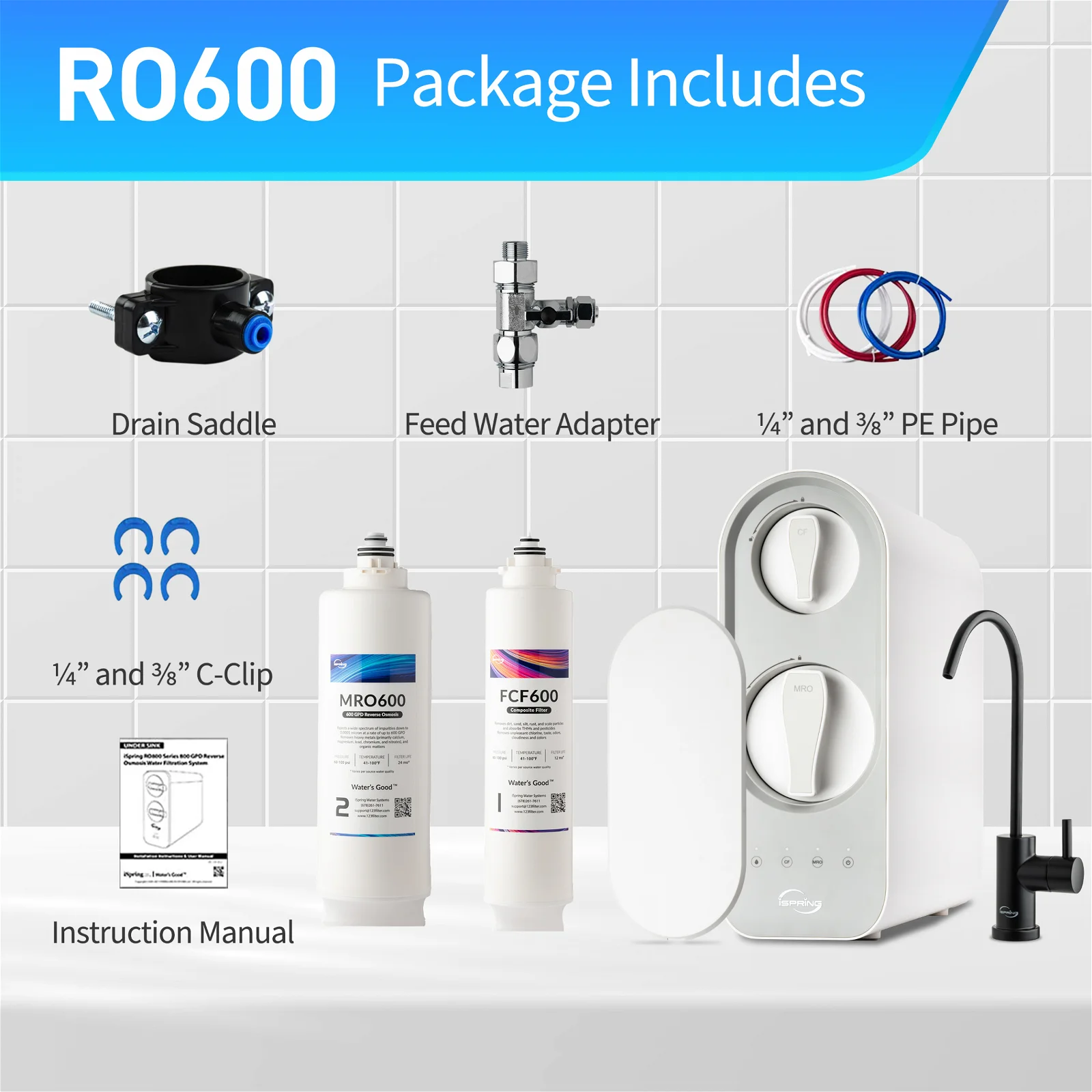 iSpring RO600ORB Tankless RO Reverse Osmosis Water Filtration System ...