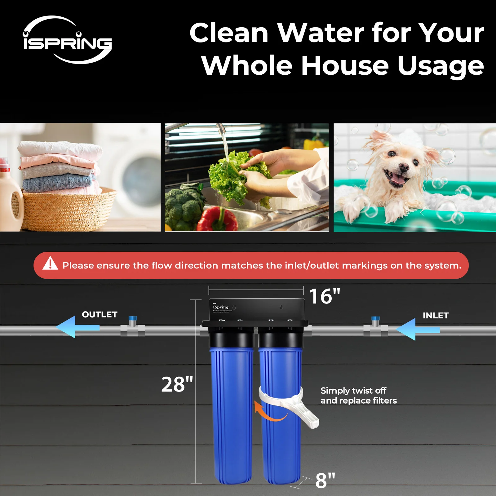 iSpring WGB22B-DS Whole House Water Filter System, Reduces Scale ...