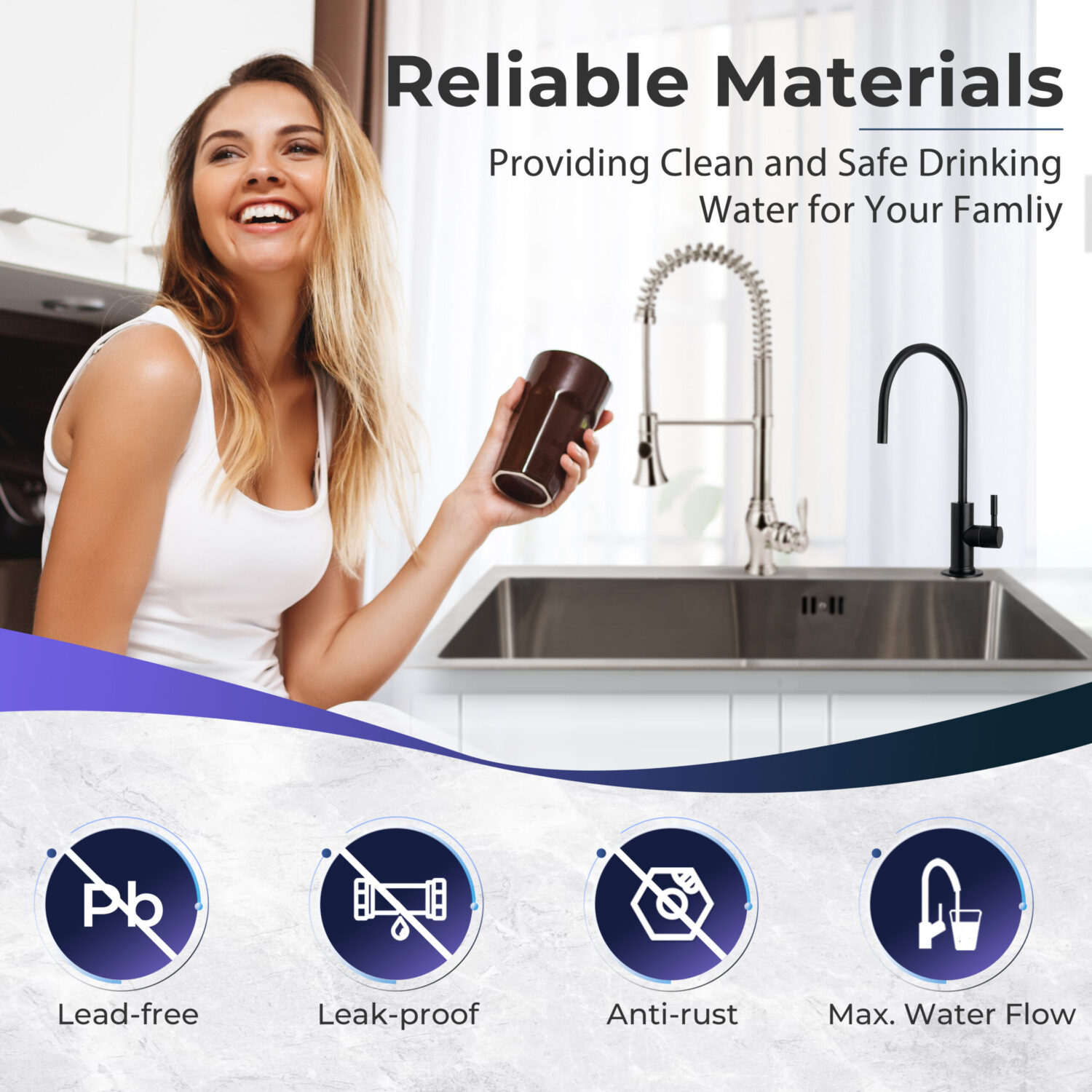 iSpring GA3-ORB Drinking Water Faucet for Kitchen Sink with 3/8 ...